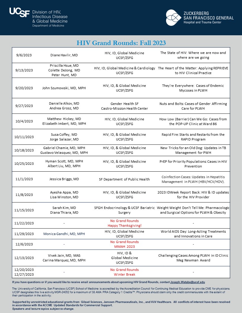 HIV Grand Rounds | HIV, ID and Global Medicine
