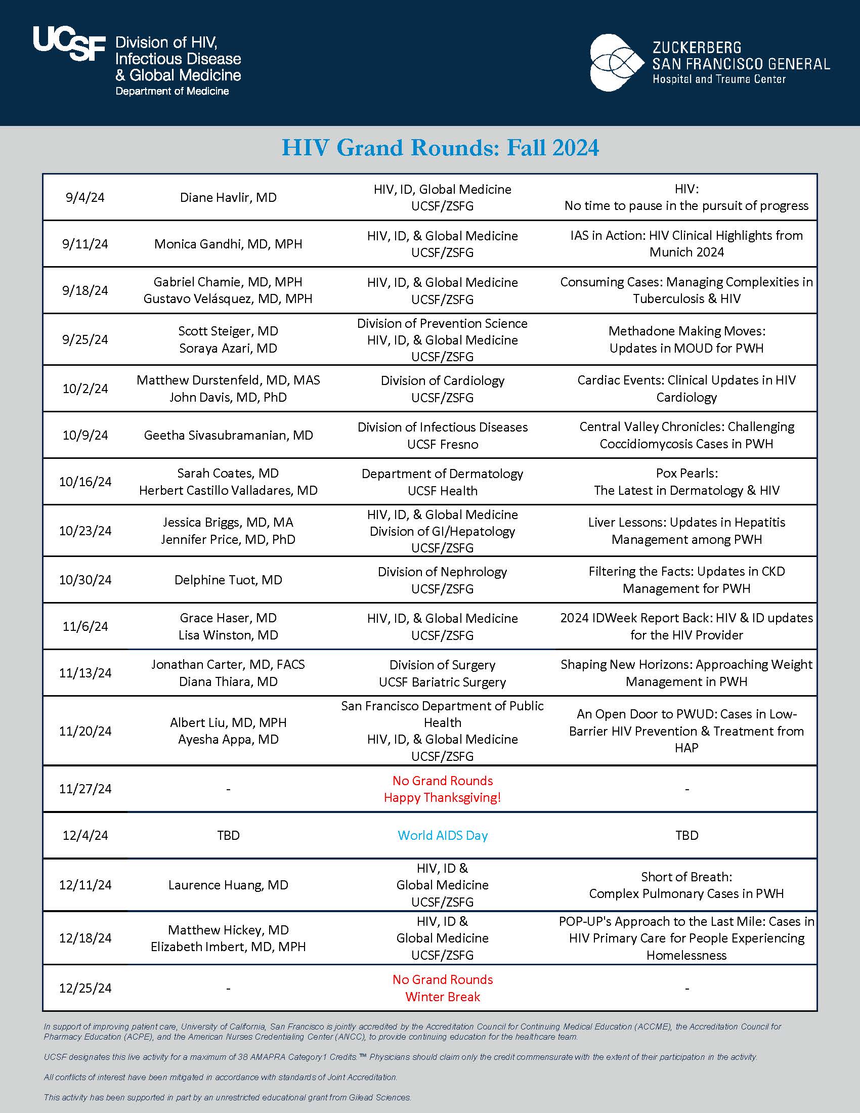 HIV Grand Rounds | HIV, ID & Global Medicine